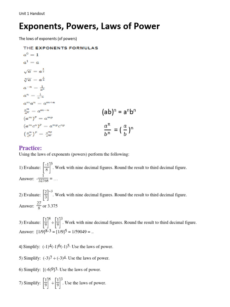 MATH1003 Math For The Computer Industry Unit 1 Handout | PDF ...