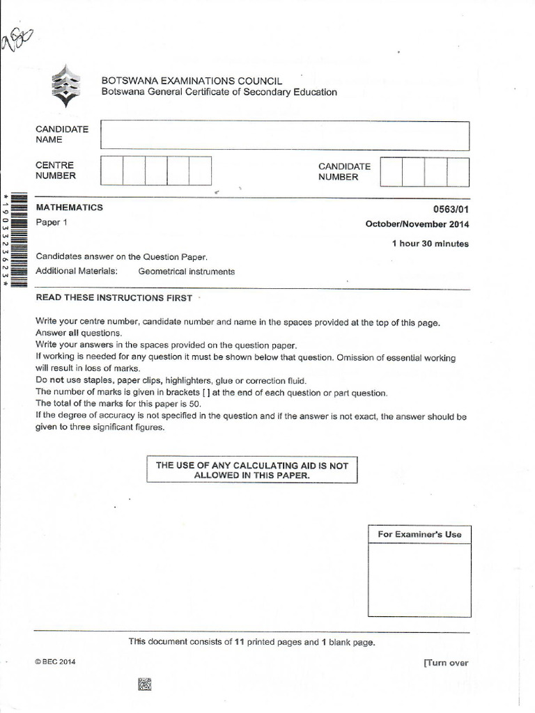 2014 Paper 1 | PDF