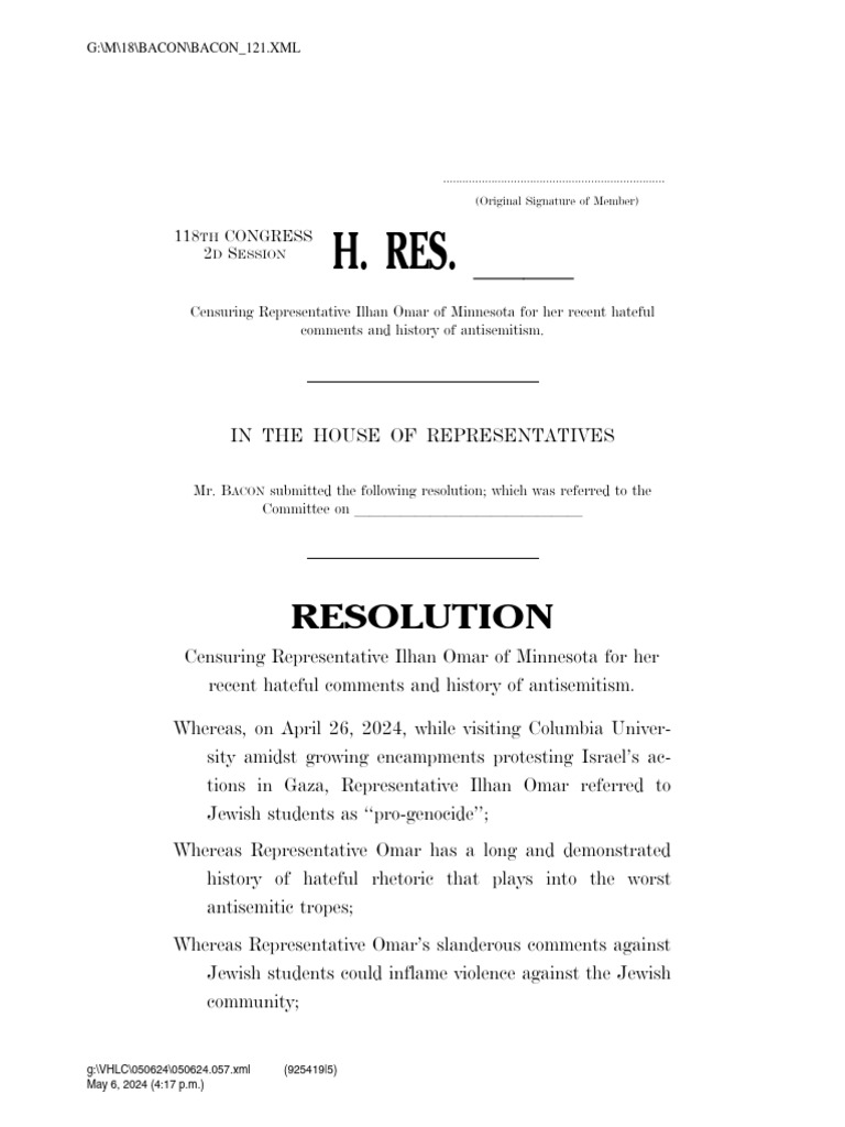 Omar Censure Resolution | Download Free PDF | Hamas | Israel