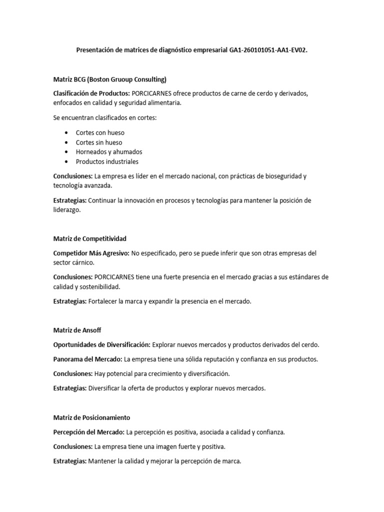 Actividad De Aprendizaje Ga1 260101051 Aa1 Presentación De Matrices De