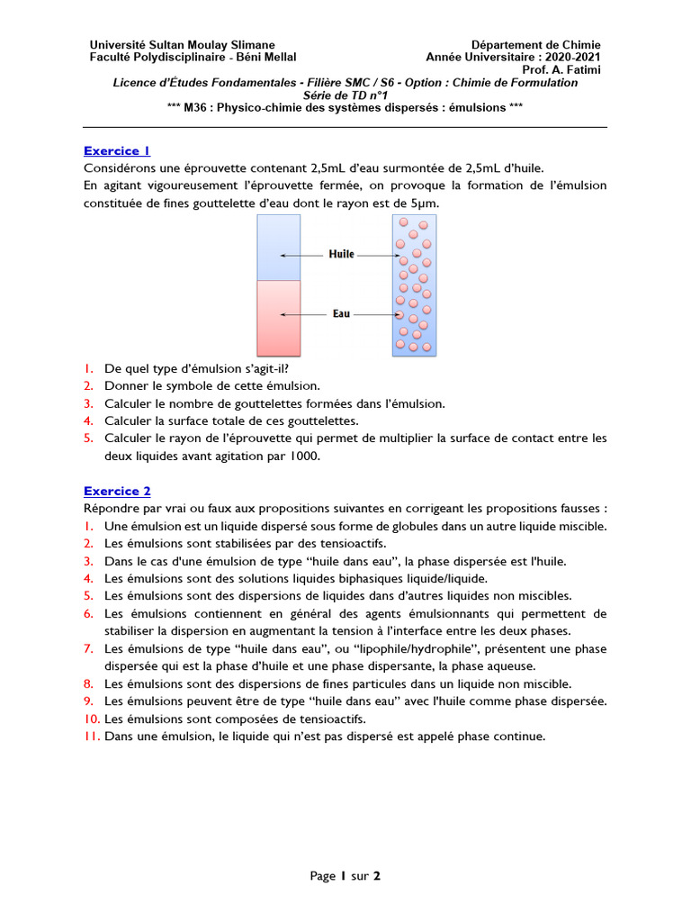 Physico-chimie des Émulsions | PDF | Émulsion | Science des surfaces