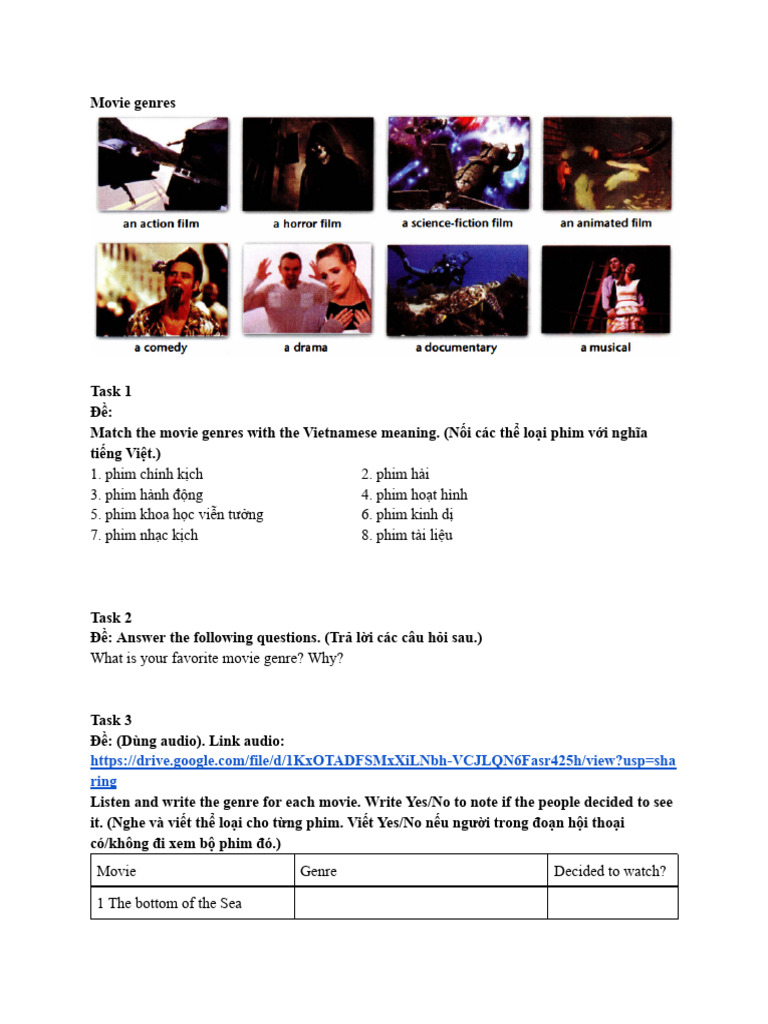 Vocabulary - Movie Genres | PDF