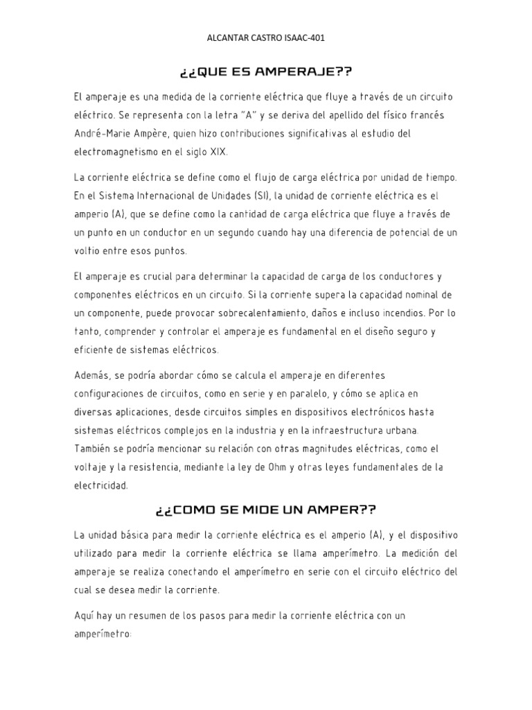 Que Es Amperaje | PDF | Corriente eléctrica | voltaje