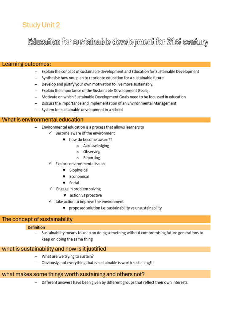 Study Unit 2 | PDF | Sustainability | Sustainable Development