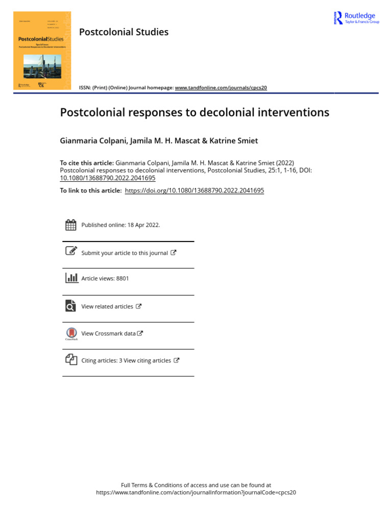 Postcolonial Responses To Decolonial Interventions | PDF ...