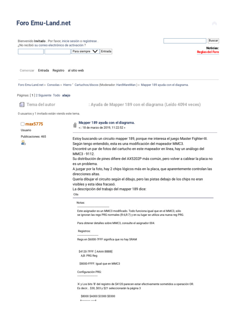 Mapper 189 Ayuda Con El Diagrama - Página 1 - Cartuchos - Discos - Foro | PDF | Informática ...