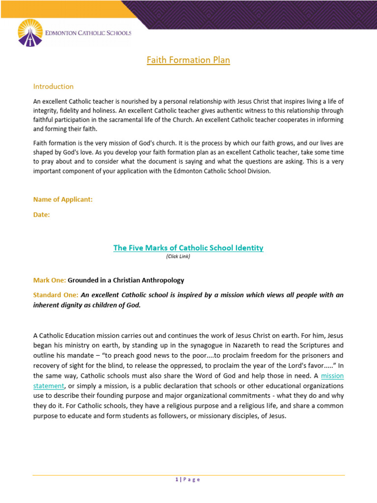 Faith Formation Plan | PDF | Catholic Church | Faith
