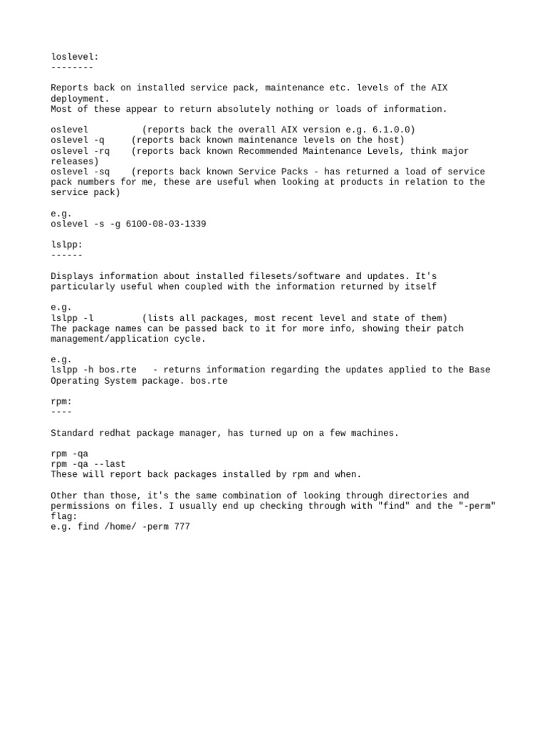 AIX System Maintenance Commands Guide | PDF