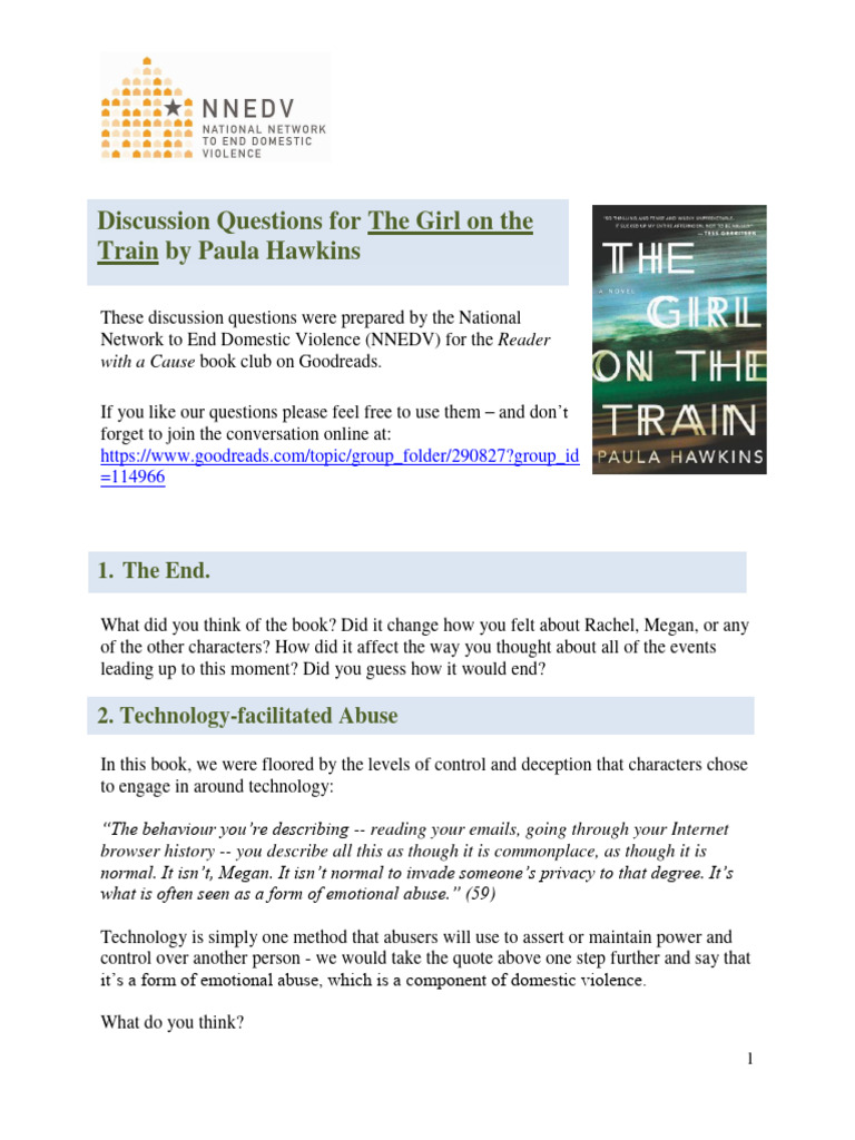 Library Get Involved RWAC 2016 Conversation-Guide Girl-on-the-Train | PDF | Domestic Violence ...