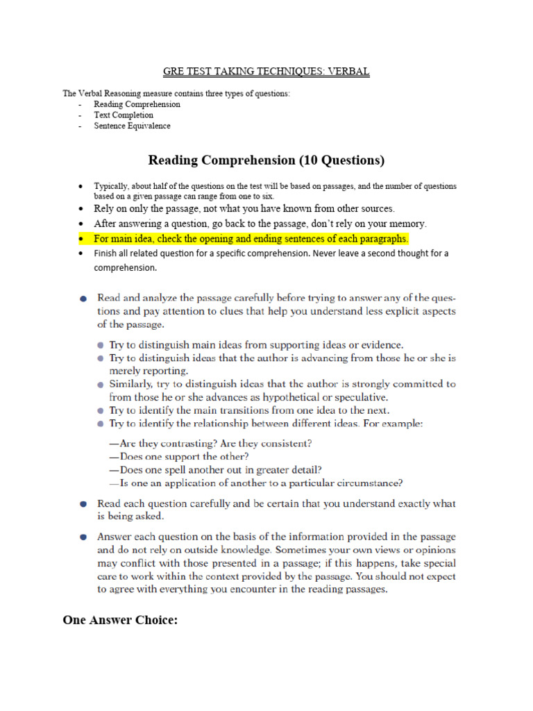 Verbal Techniques | PDF | Question | Reading Comprehension