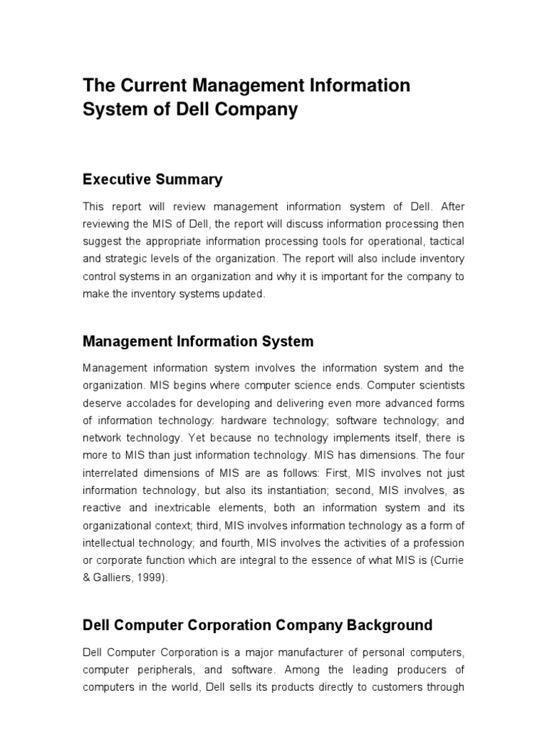 The Current Management Information System | PDF | Dell | Management ...