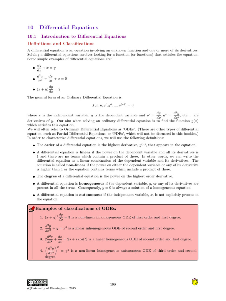 Differential Equations Review | PDF | Ordinary Differential Equation ...
