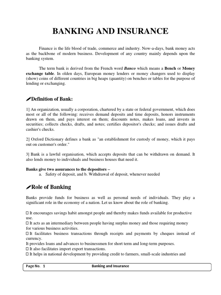 Banking and Insurance | PDF | Negotiable Instrument | Banks
