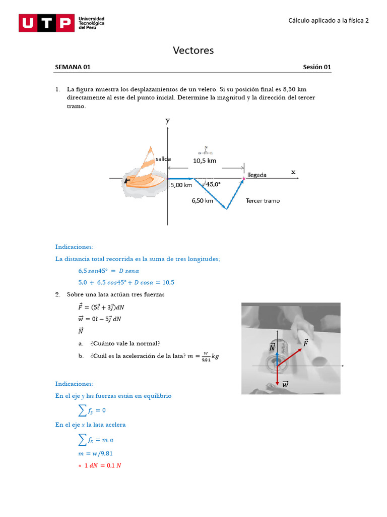 S01 S1 Vectores Ejercicios | PDF | Fuerza | Vector Euclidiano