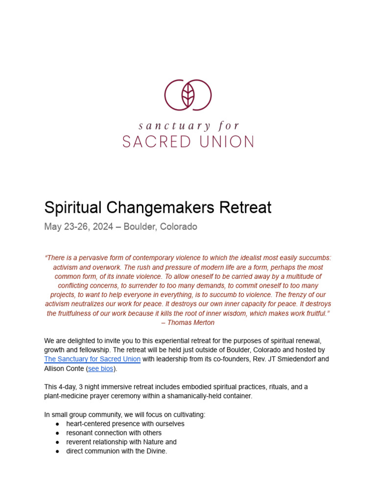 Spiritual Changemakers Retreat Invitation | PDF