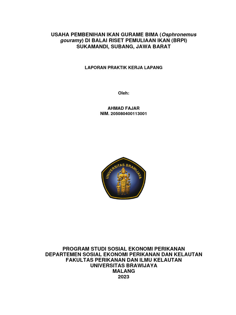 Pembenihan Ikan Gurame Bima di BRPI | PDF | Kesehatan Holistik ...
