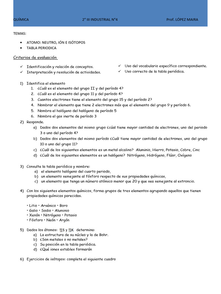 Átomo-Ion-Isotopos-Tabla Periodica | Descargar gratis PDF | Elementos ...