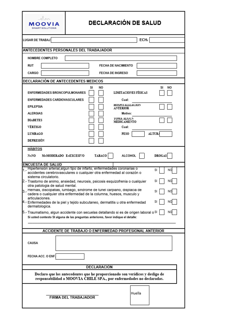 Declaración de Salud | Descargar gratis PDF | Enfermedades cardiovasculares | Medicina CLINICA