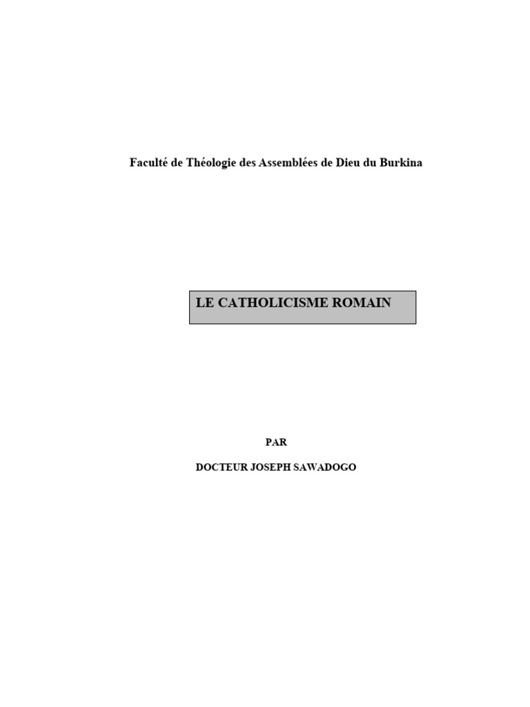 Analyse critique du catholicisme romain | PDF | Église catholique ...