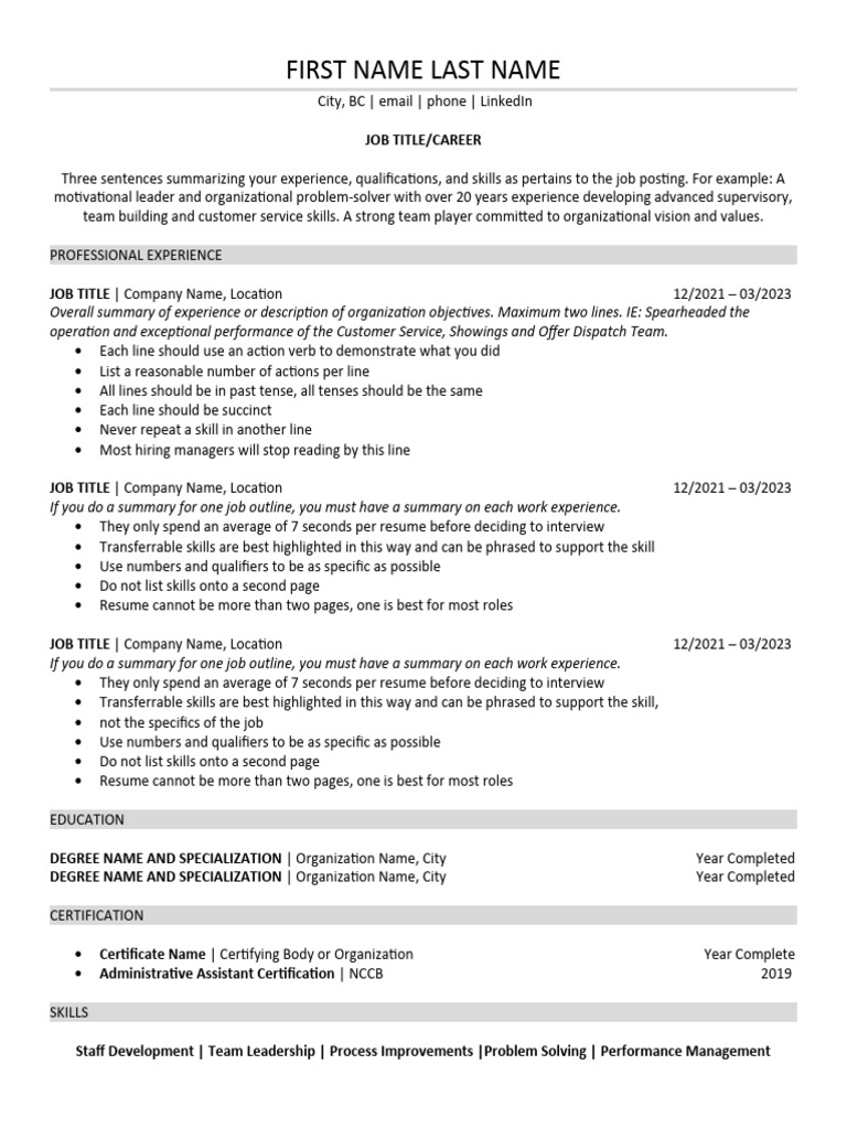 Chronological Resume Template | PDF | Résumé