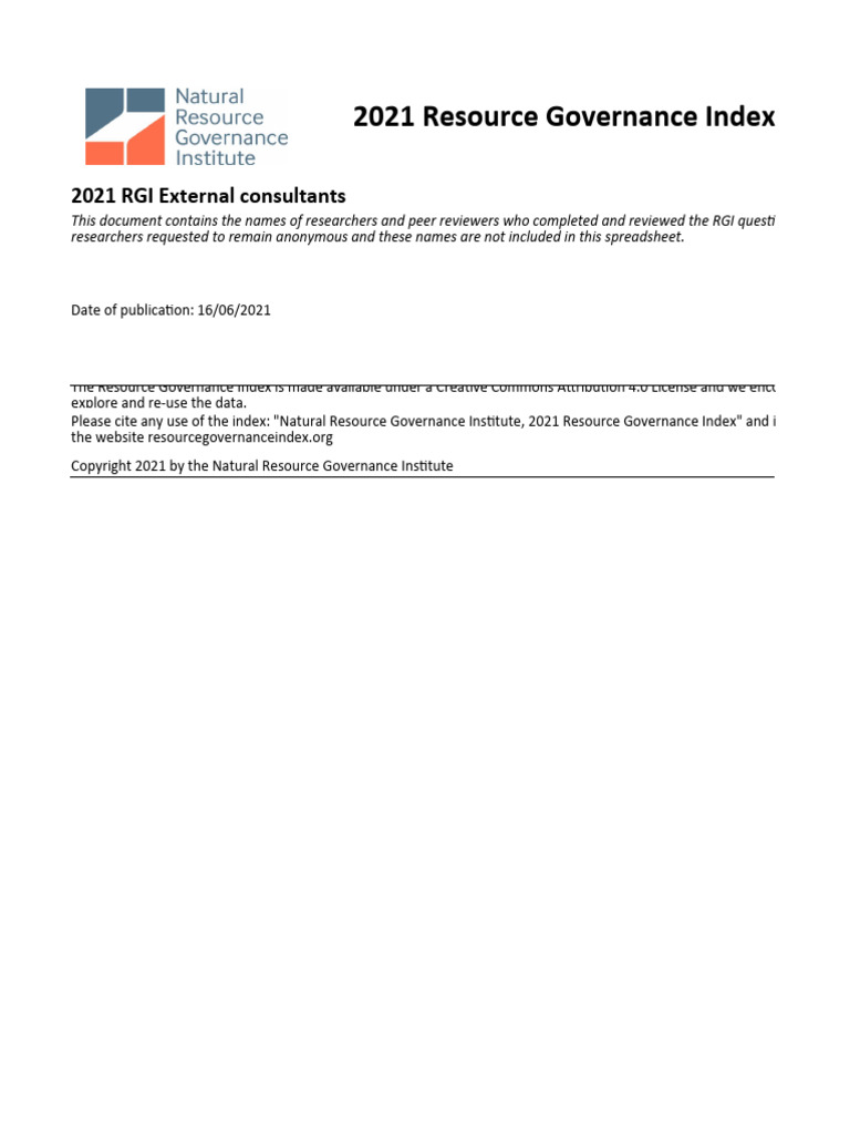 2021 RGI Country Researchers | PDF