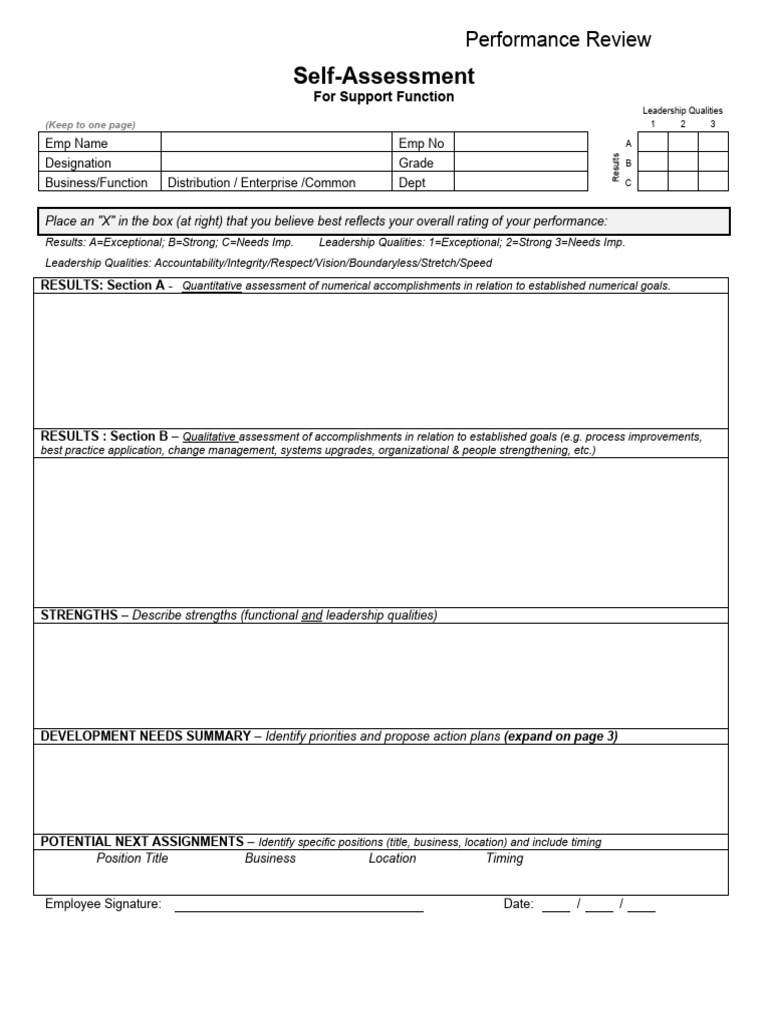 Self - Assessment 2023 - 24 NON Sales | PDF | Performance Appraisal ...