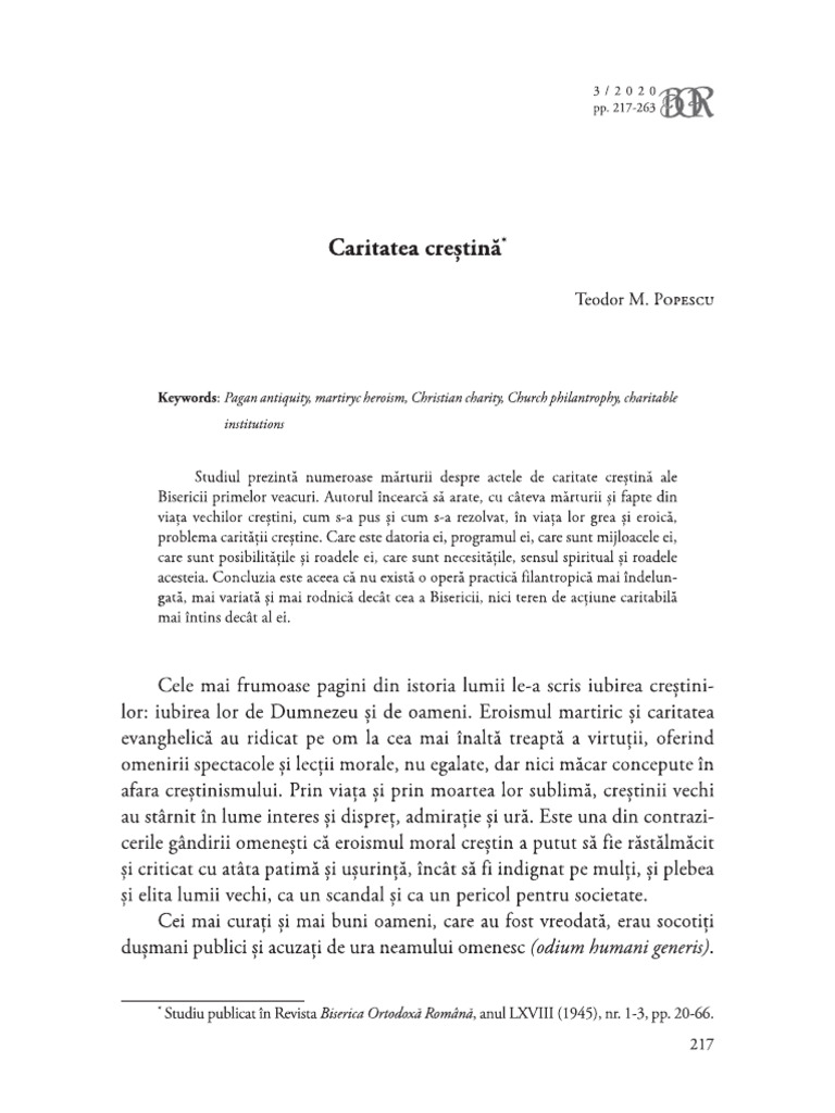 Caritatea Creștină, Teodor M. Popescu | PDF