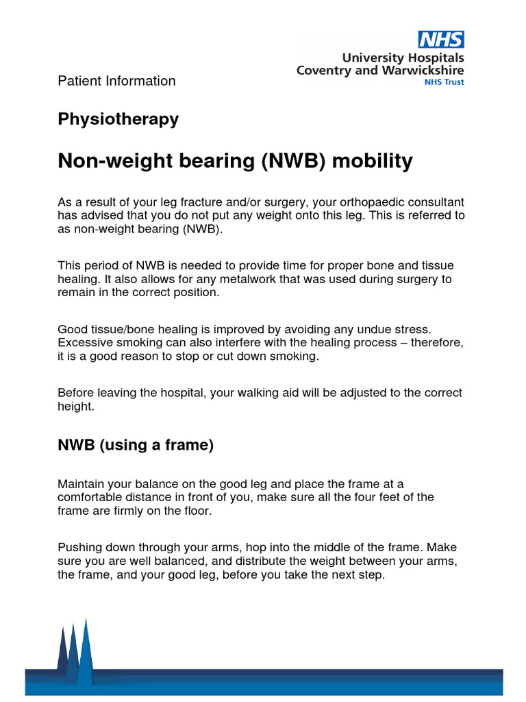Non-Weight Bearing (NWB) Mobility | PDF | Wellness