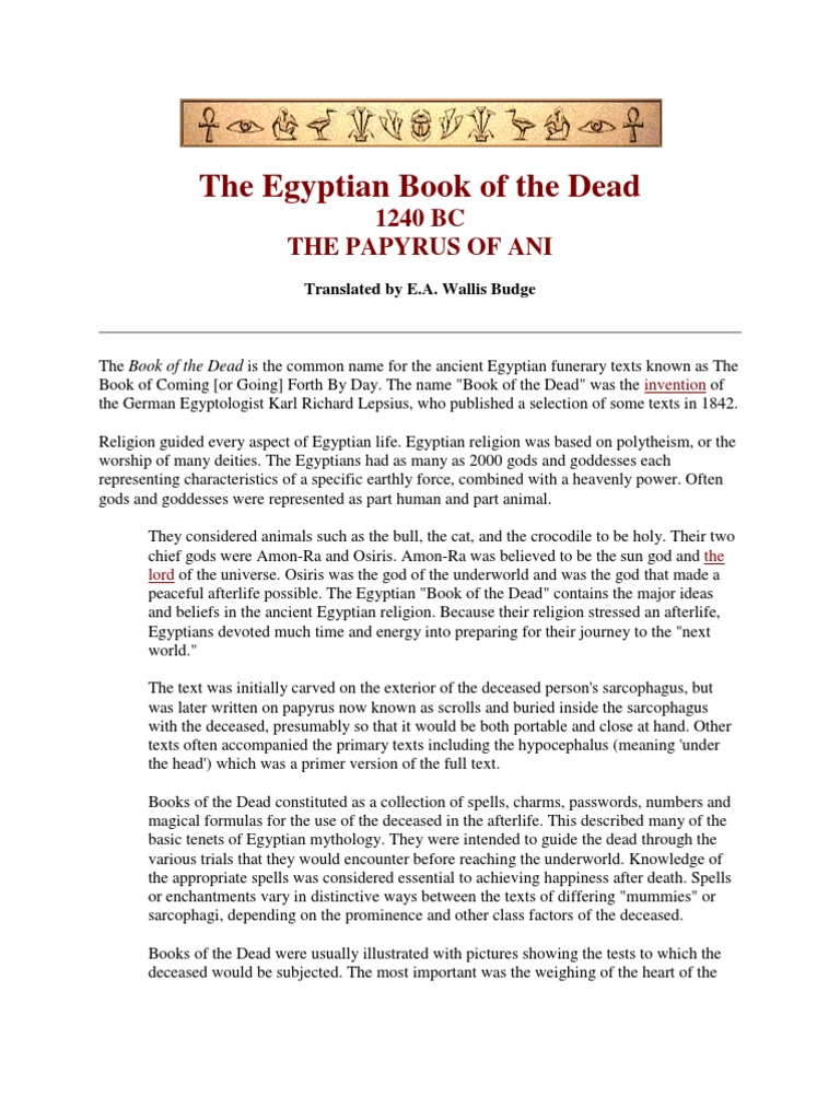 Overview of the Egyptian Book of the Dead | PDF | Ancient Egyptian ...