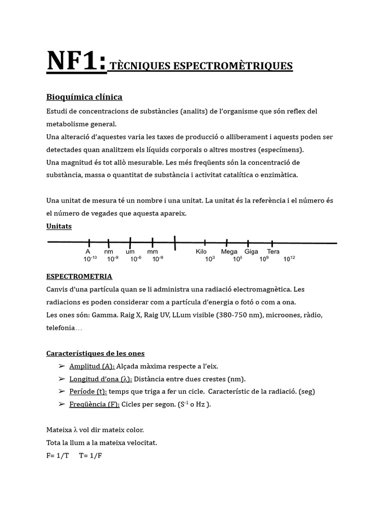 NF1_TÈCNIQUES ESPECTROMÈTRIQUES | PDF