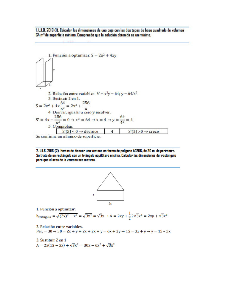 Ejercicios de optimización | PDF