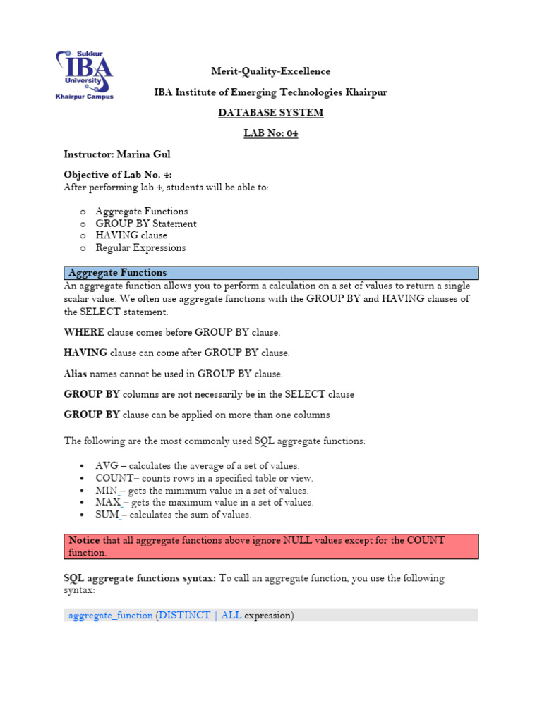 Lab 04 | PDF | Data Management Software | Databases