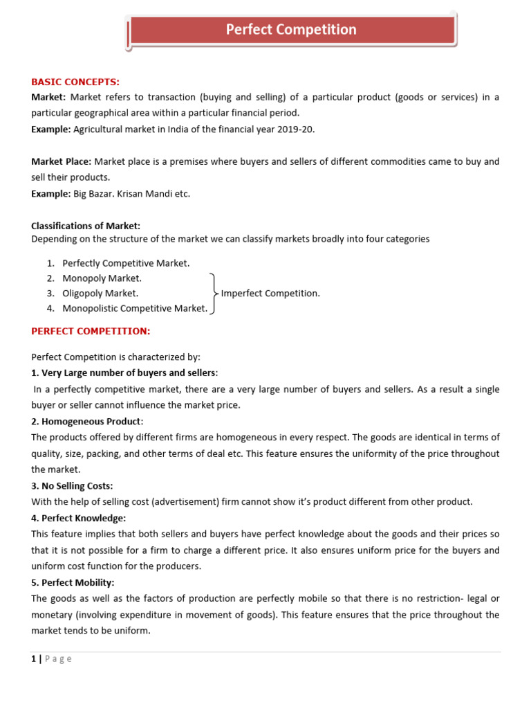 Module 4.1 (Perfect Competition-1) | PDF | Perfect Competition | Demand