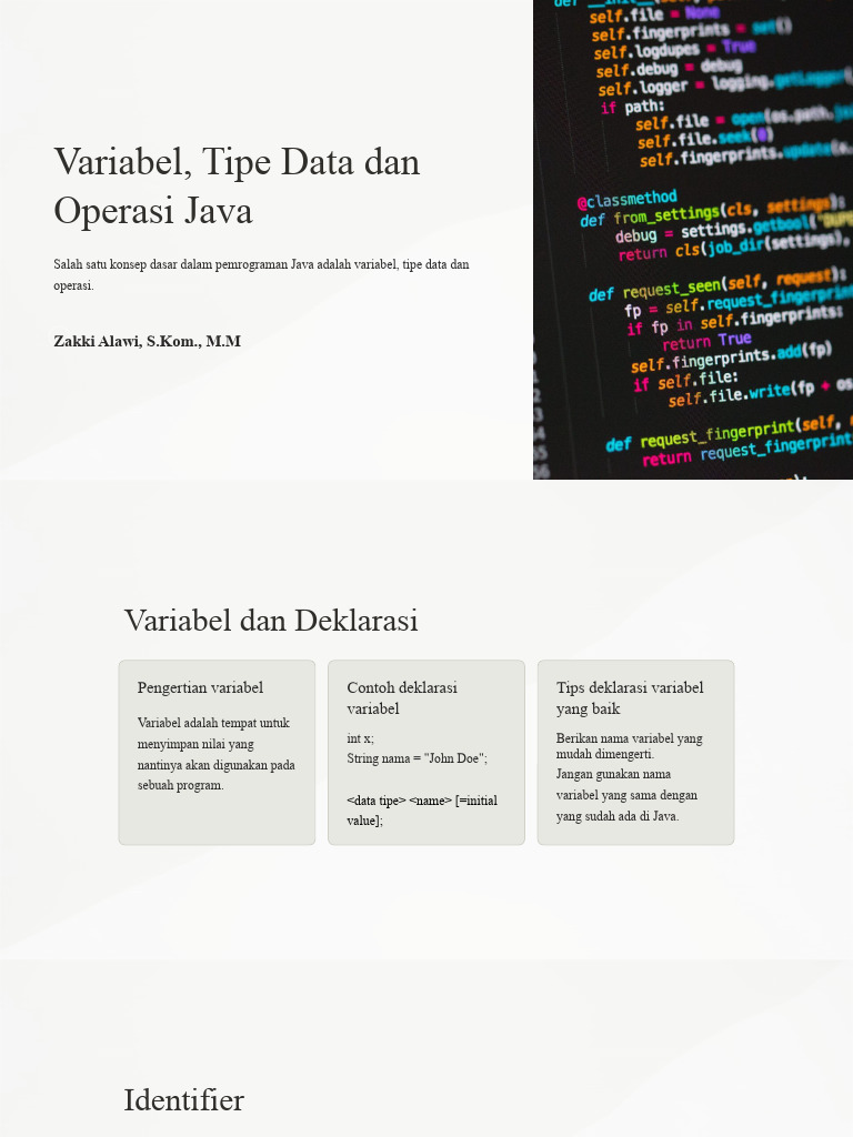 4 Variabel, Tipe Data Dan Operasi | PDF 4 Variabel, Tipe Data Dan Operasi | PDF