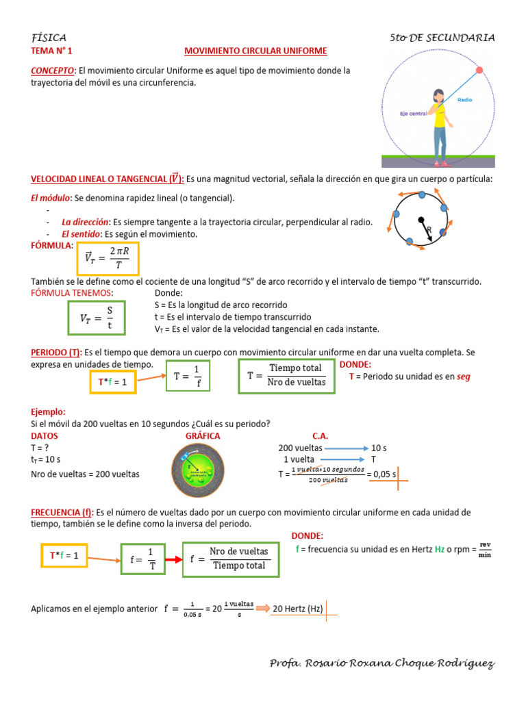 Tema #1 Movimiento Circular Uniforme | PDF | Velocidad | Mecanica clasica