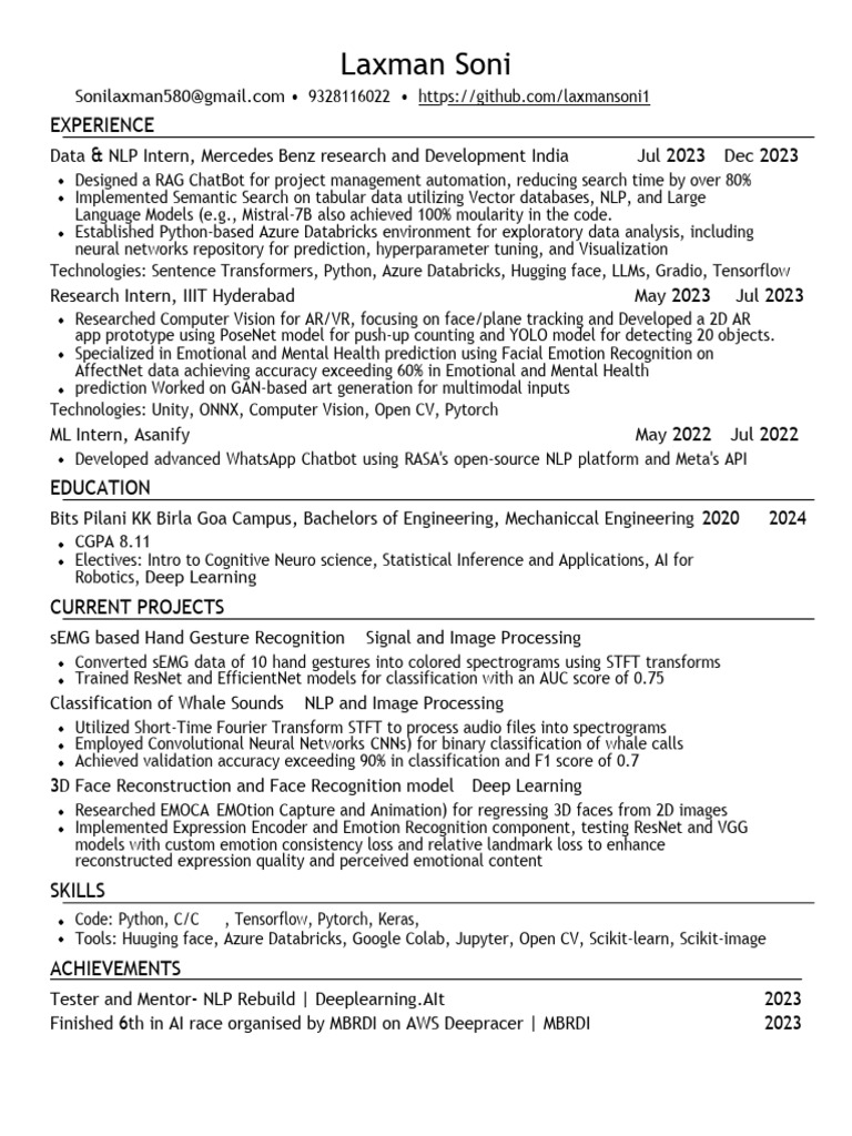 Resume Aman ML | PDF | Deep Learning | Artificial Intelligence