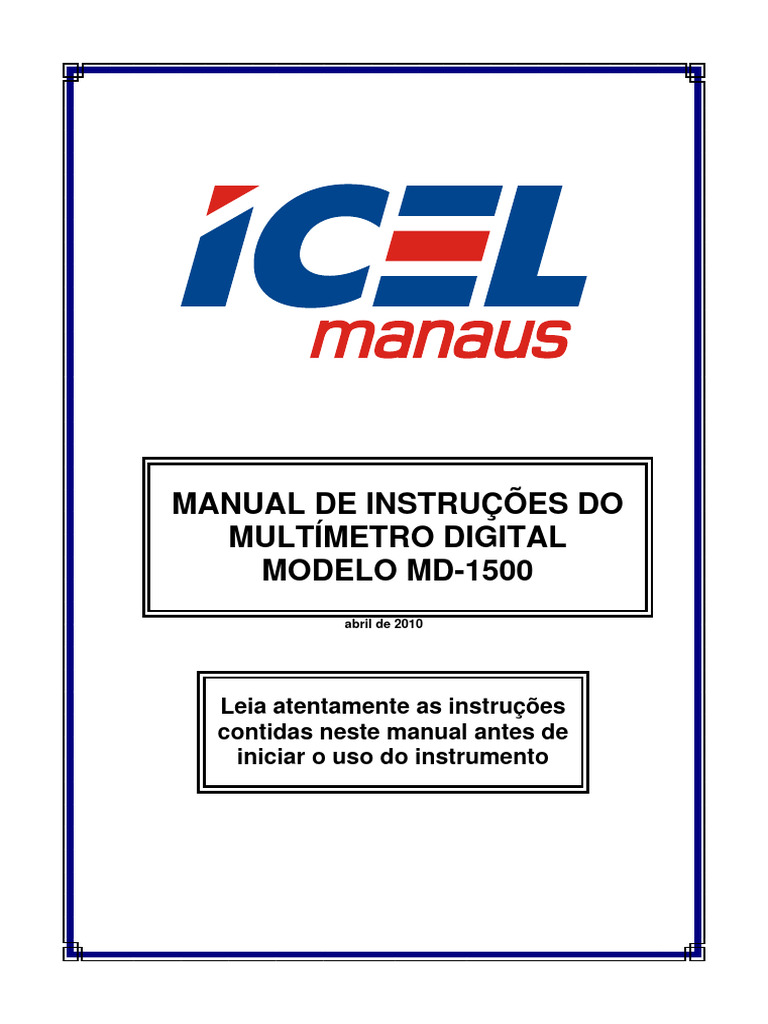 Multímetro Digital Icel - MD-1500 | PDF | Rede elétrica | Medição