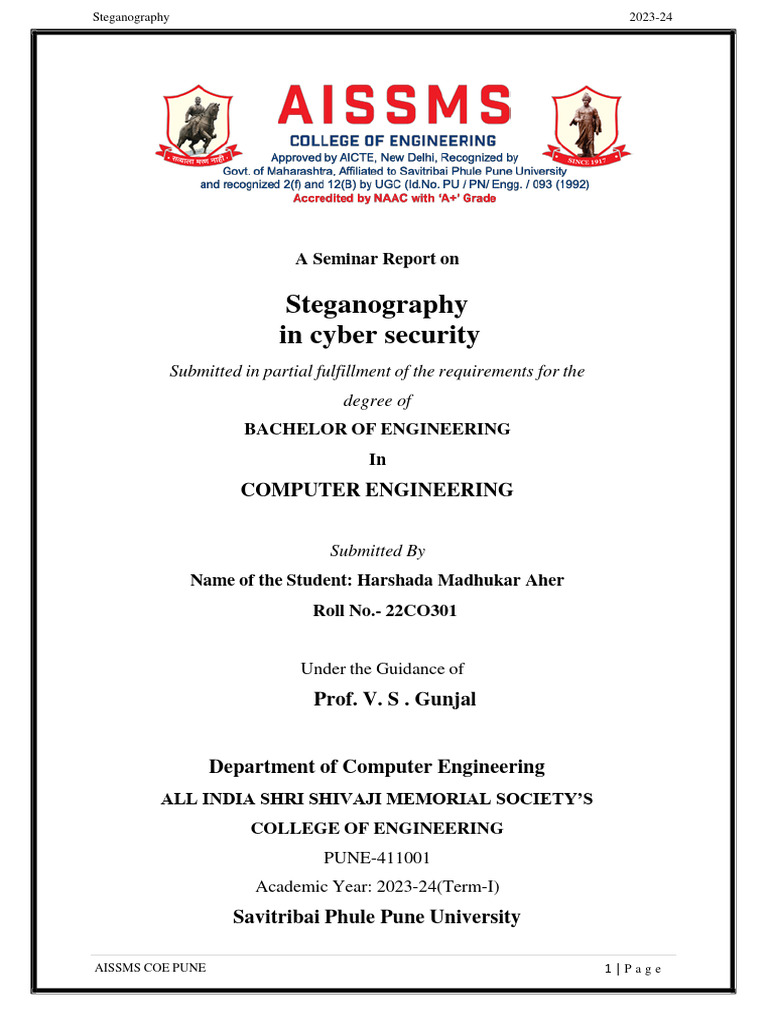 Steganography in Cyber Security Report | PDF | Information | Computing