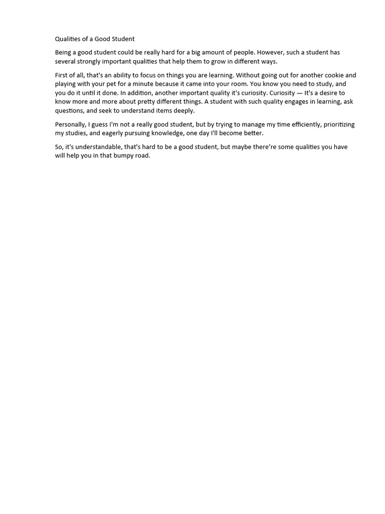 Qualities of A Good Student | PDF