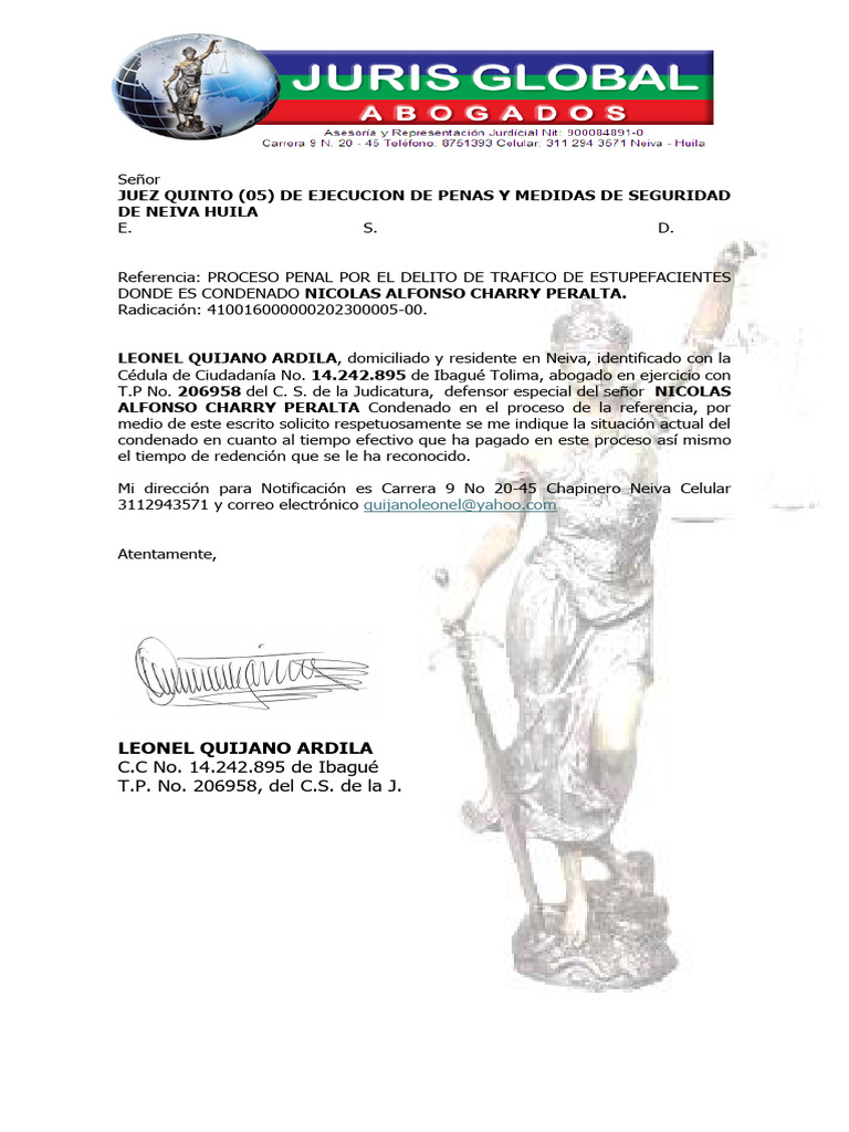 Memorial Solicitando Tiempo de Redencion | PDF Memorial Solicitando Tiempo de Redencion | PDF