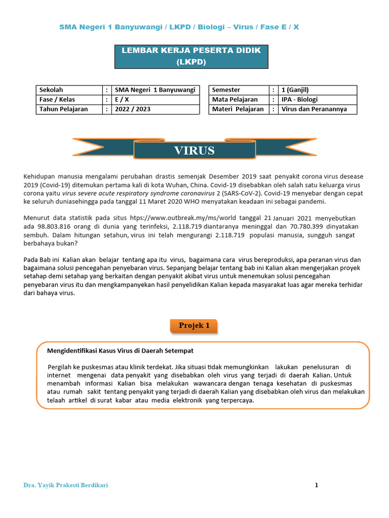 LKPD VIRUS-Fase E-Kls. 10 - Ok - Edit | PDF