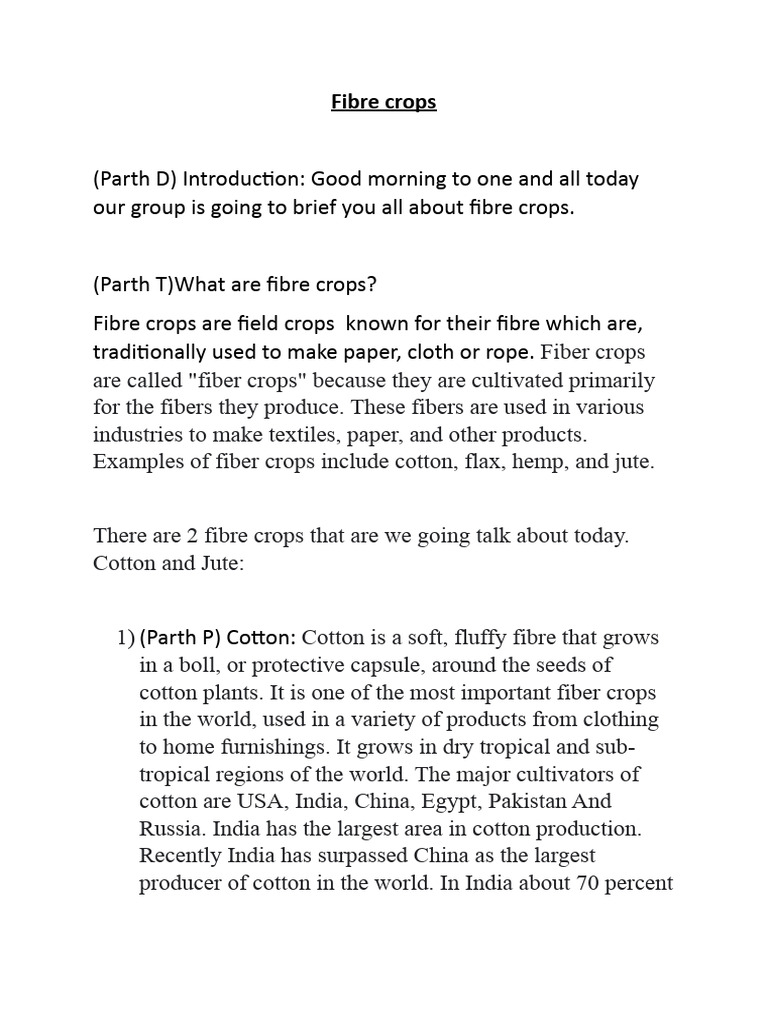 Fibre Crops | PDF | Jute | Cotton