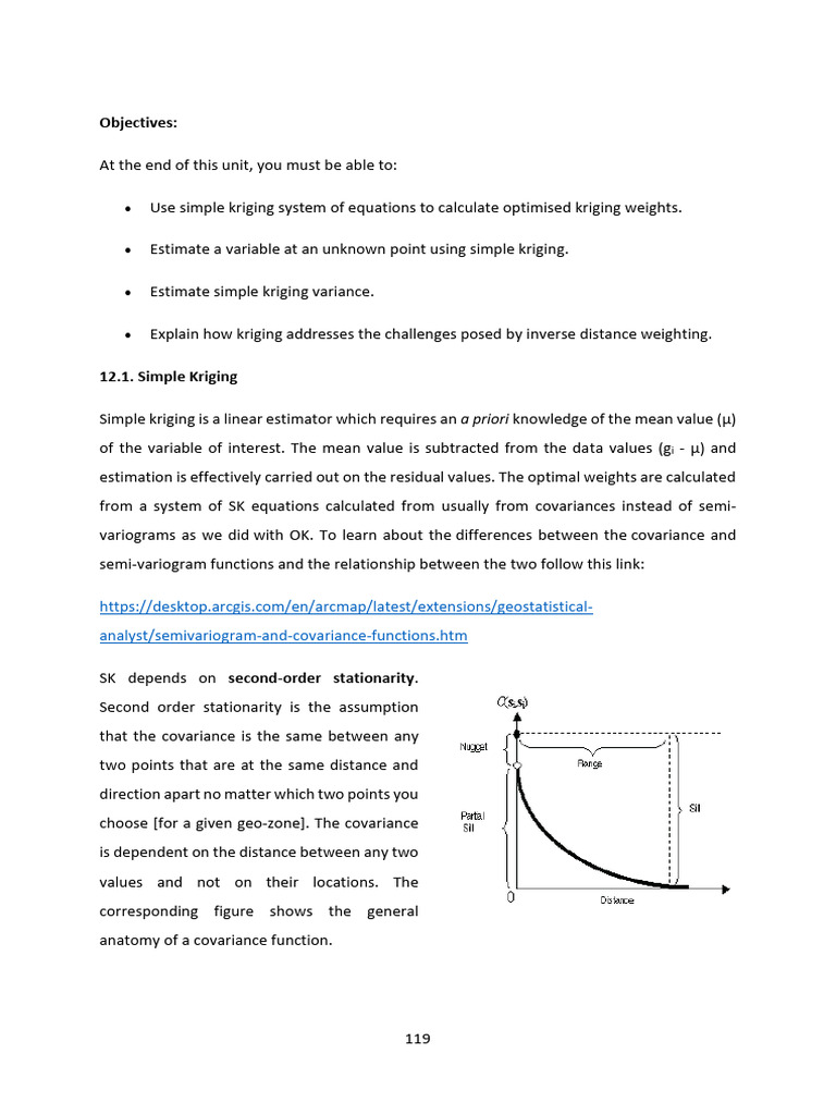 Unit 12 Simple Kriging Pdf Variance Estimator