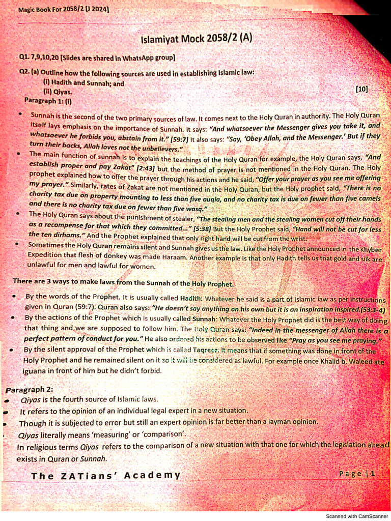 Islamiyat Guess Paper P2 Pdf