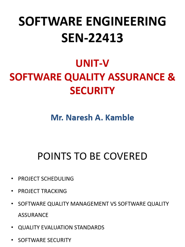 Chapter-V Software Quality Assurance & Security | PDF | Software Quality | Quality Assurance