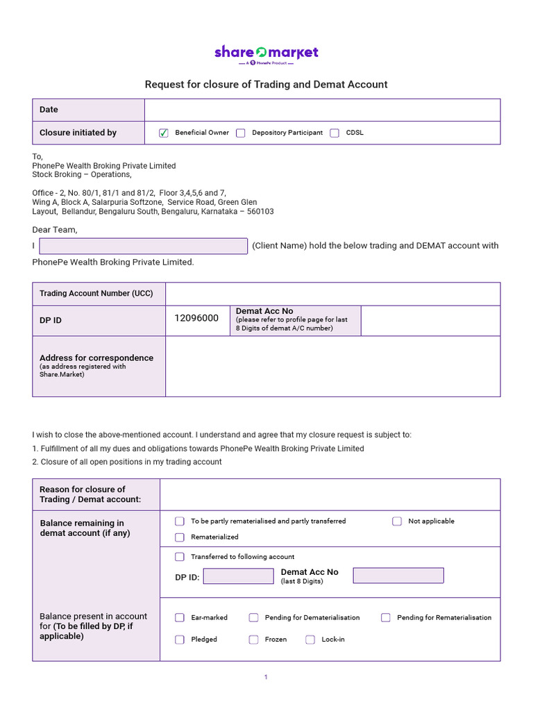 Account Closure Form | PDF