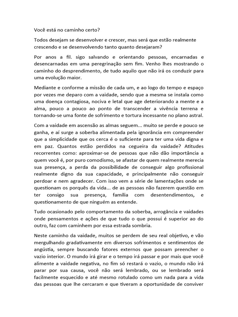 Voce Está No Caminho Certo | PDF | Amor | Alma Voce Está No Caminho Certo | PDF | Amor | Alma