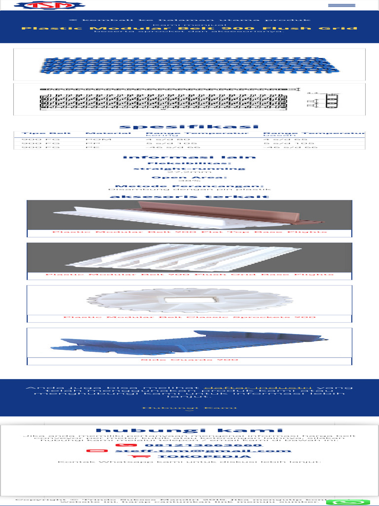 Plastic Modular Belt 900 Flush Grid Trindo Sukses Mandiri | PDF