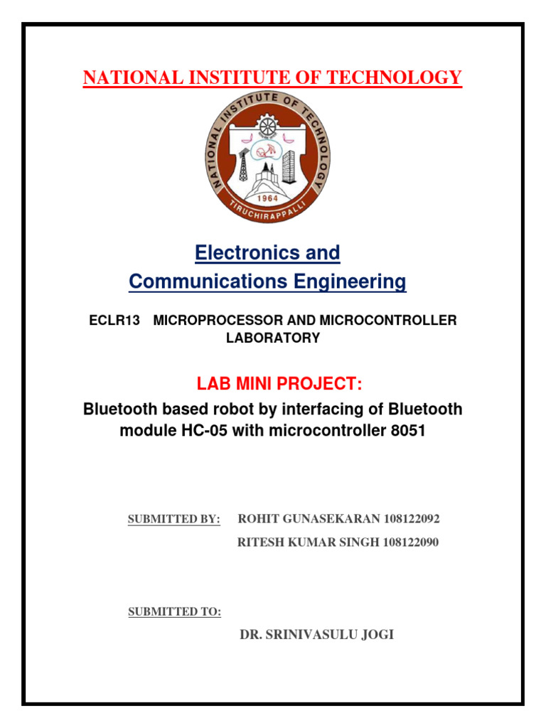 MPMC PRJ REPORT 108122090 ,108122092 | PDF | Microcontroller | Bluetooth