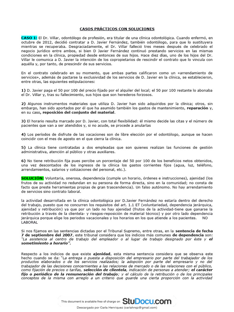Casos Con Solucion | PDF | Derecho laboral | Business Casos Con Solucion | PDF | Derecho laboral | Business
